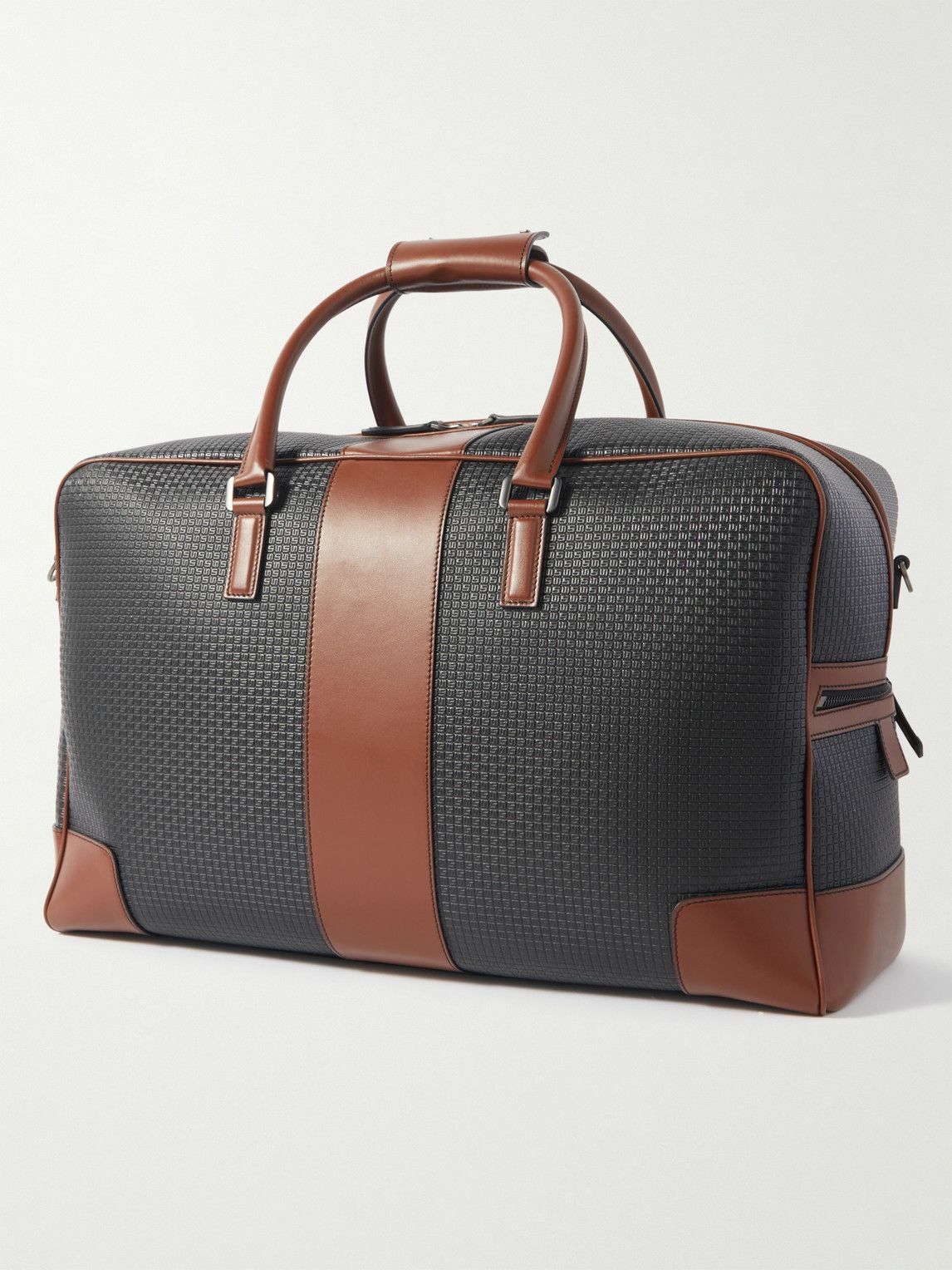Serapian - Stepan Leather-Trimmed Monogrammed Coated-Canvas Duffle Bag ...