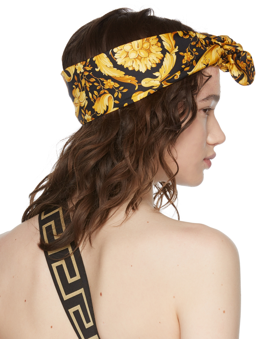 Versace Black & Gold Barocco All Over Headband Versace
