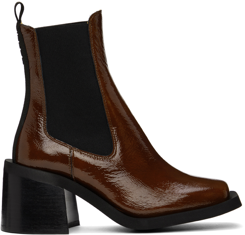 GANNI Brown Heeled Chelsea Boots GANNI