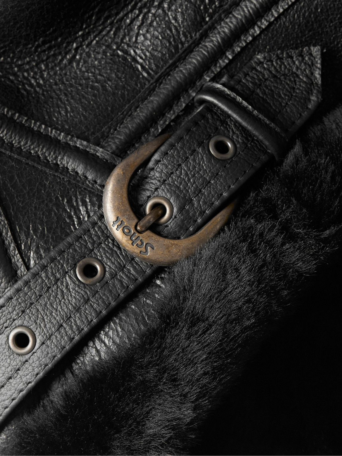 Schott - B-3 Shearling-Lined Leather Jacket - Black Schott