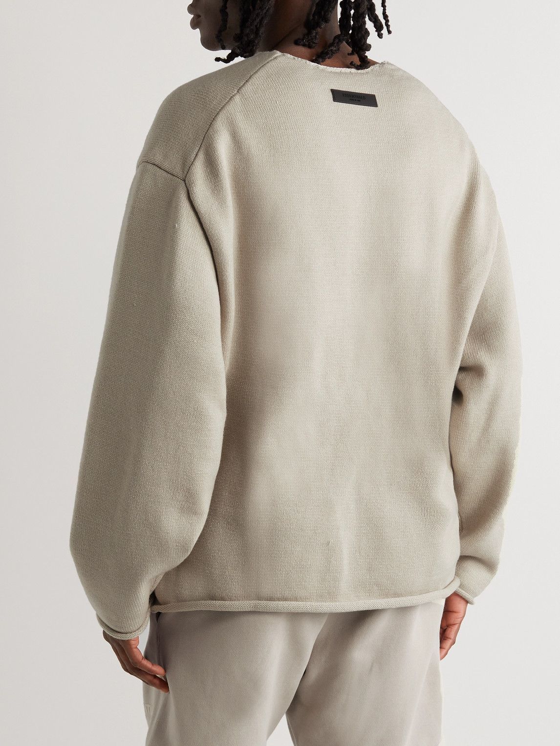 FEAR OF GOD ESSENTIALS - Logo-Appliquéd Knitted Sweater - Neutrals Fear ...