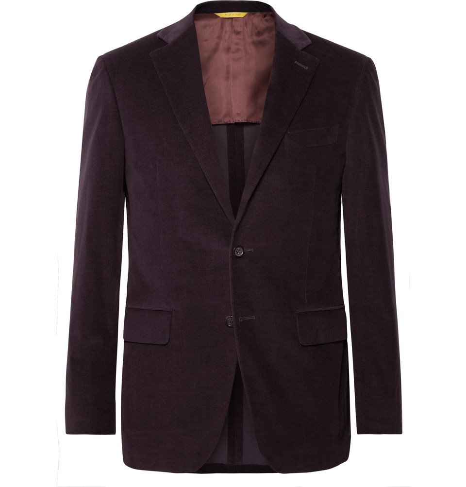Canali - Aubergine Kei Slim-Fit Cotton-Blend Corduroy Suit Jacket ...
