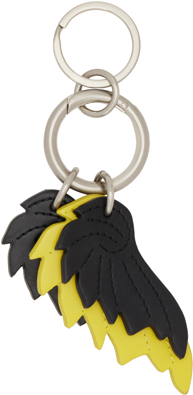 Dries Van Noten Black & Yellow Leather Keychain Dries Van Noten