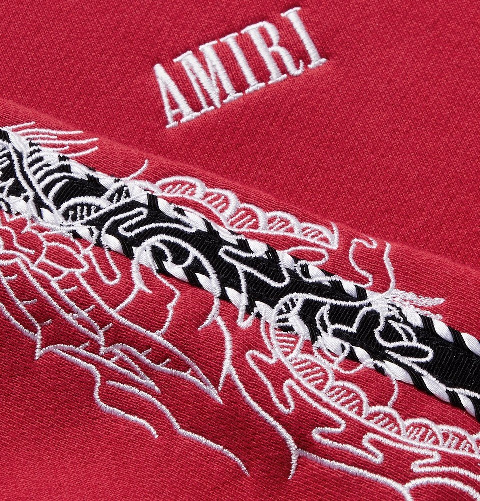 AMIRI - Oversized Embroidered Webbing-Trimmed Loopback Cotton-Jersey ...