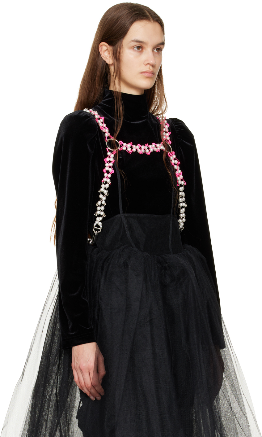 Noir Kei Ninomiya Silver & Pink Pin & Pearl Harness Noir Kei Ninomiya