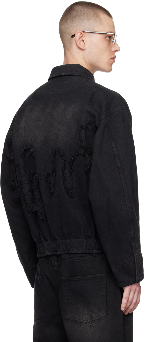 We11done Black Washed Work Denim Jacket We11done