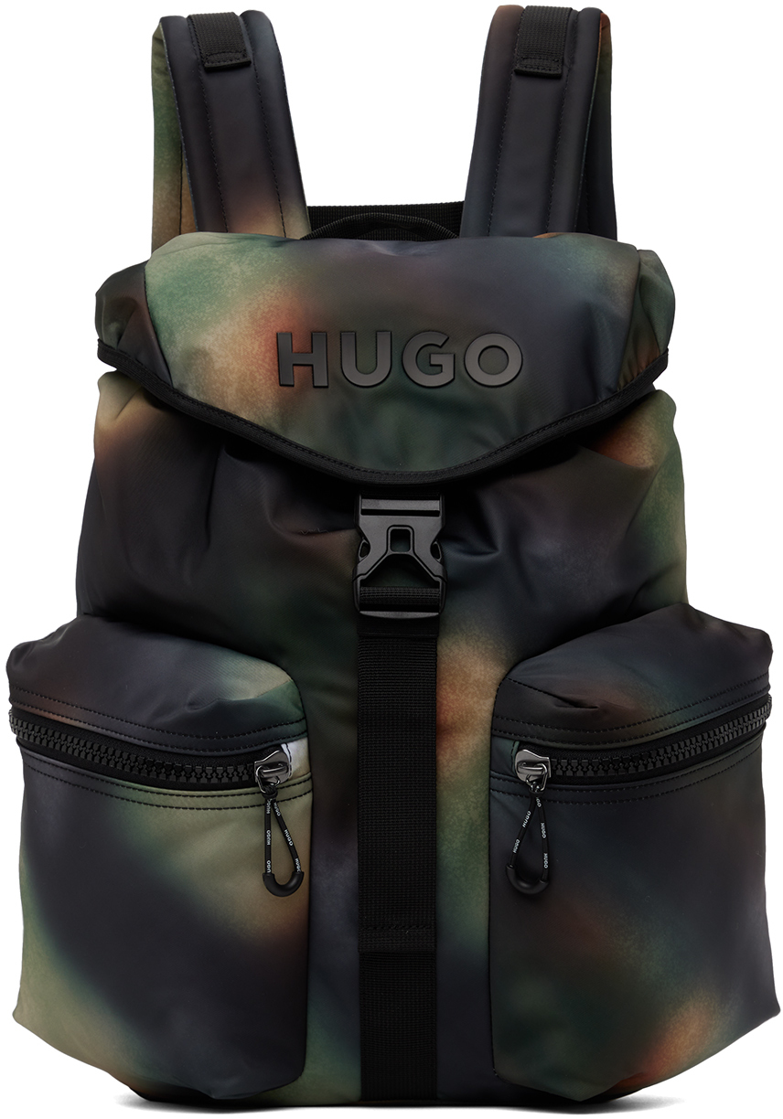 Hugo Black & Multicolor Camouflage Backpack Hugo Boss