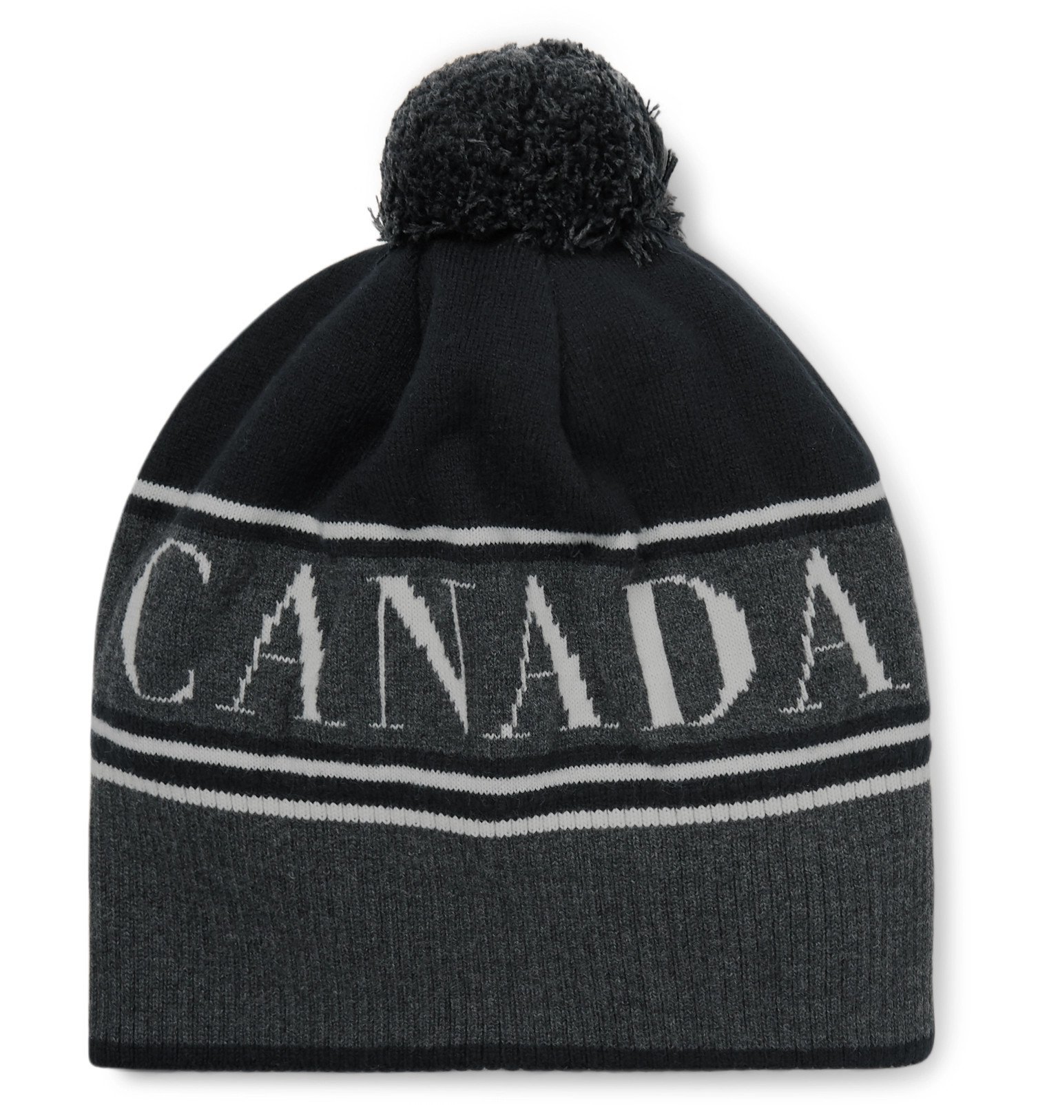 Canada Goose - Logo-Intarsia Wool-Blend Beanie - Black Canada Goose