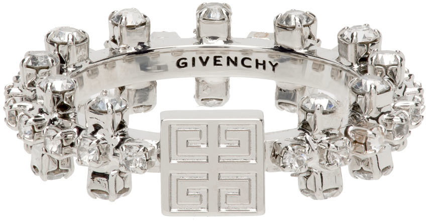 Givenchy Silver 4G Crystal Ring Givenchy