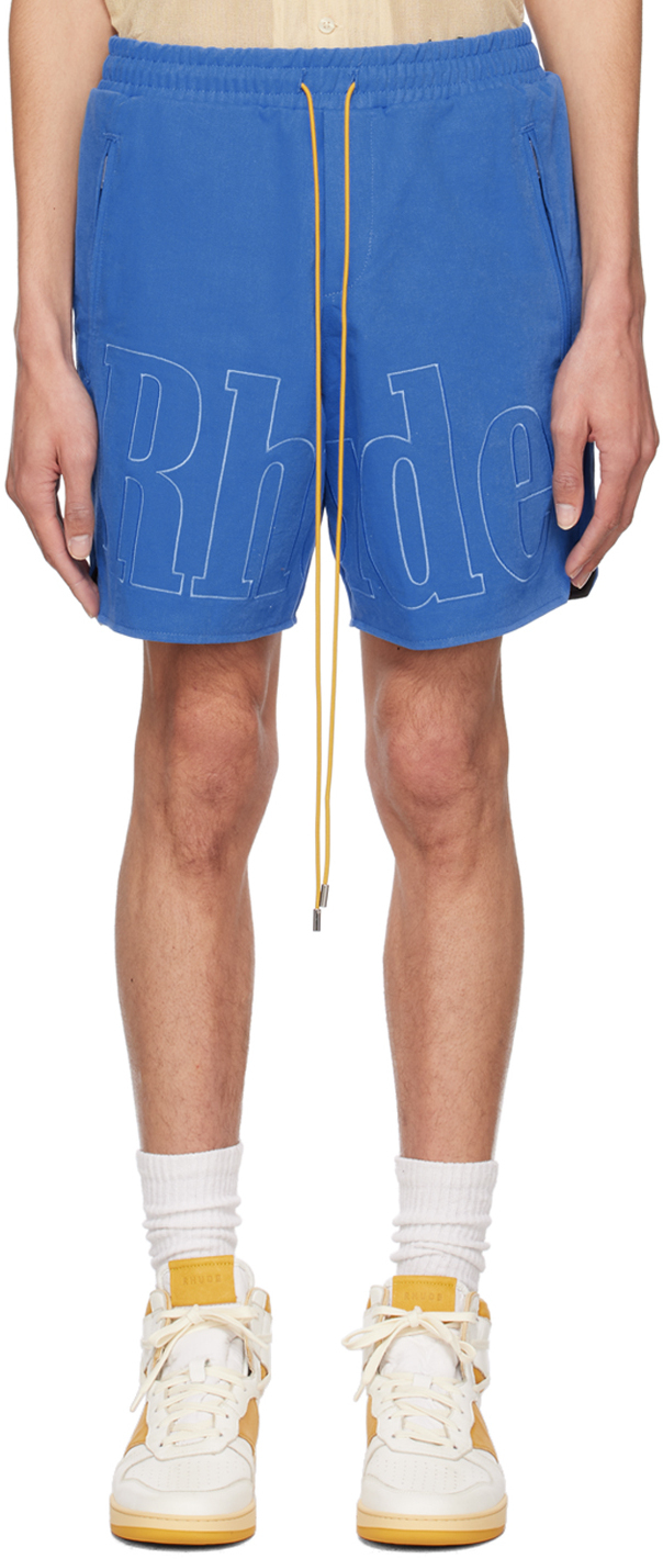 Rhude Blue Embroidered Shorts Rhude