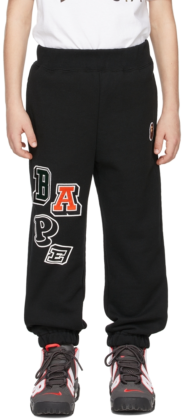 BAPE Kids Black Multi Fonts Lounge pants A Bathing Ape