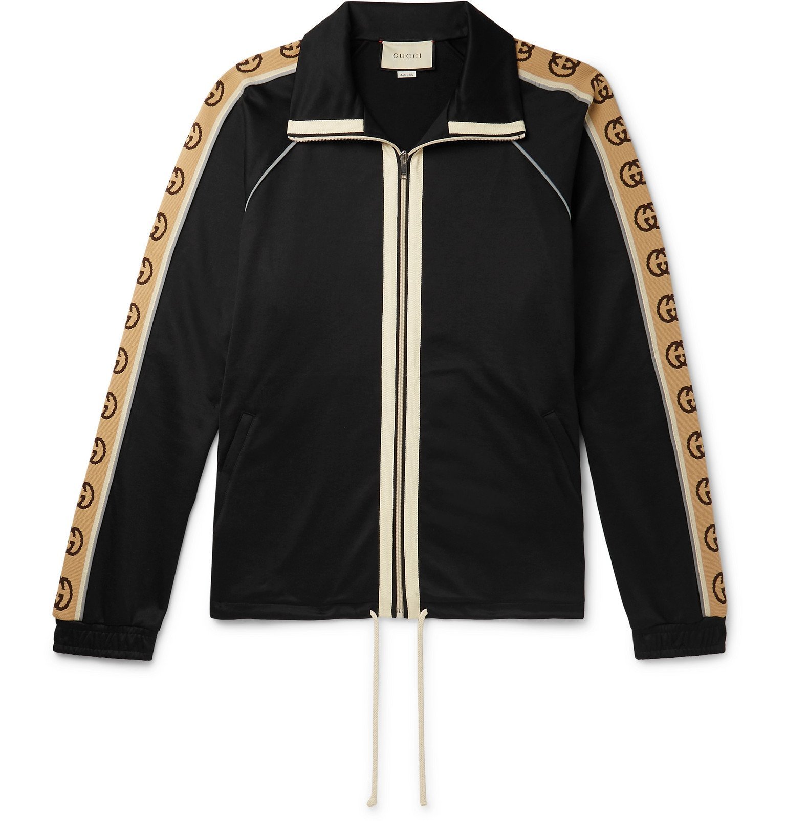 Gucci - Logo-Jacquard Webbing-Trimmed Tech-Jersey Track Jacket - Black ...
