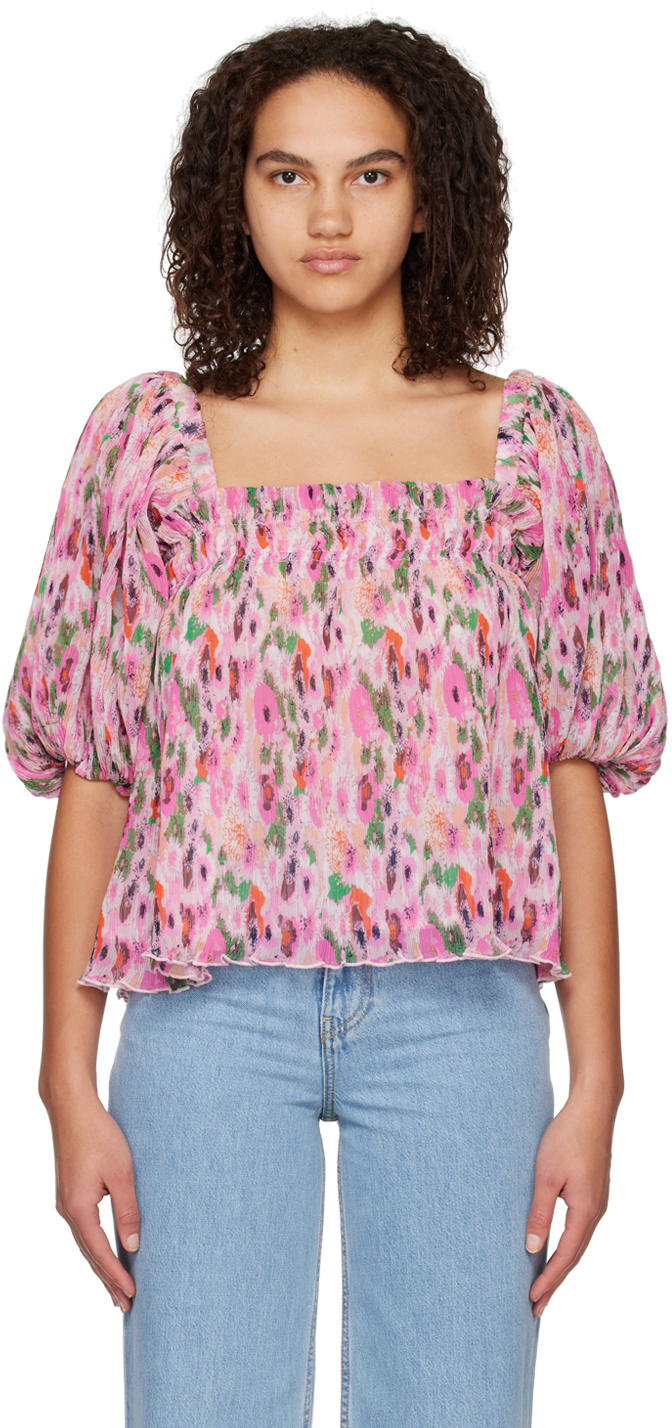 GANNI Pink Floral Blouse GANNI