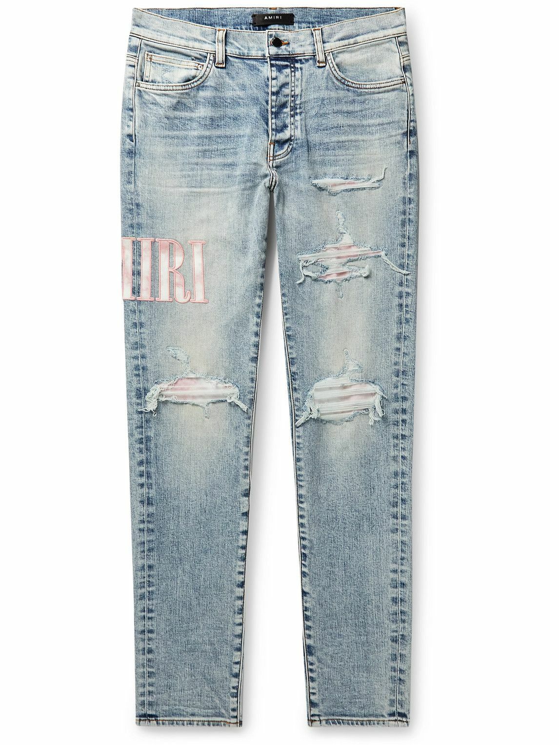 AMIRI - Skinny-Fit Logo-Appliquéd Distressed Jeans - Blue Amiri