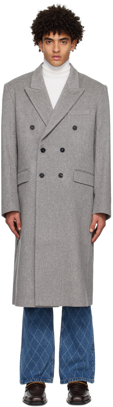 Ernest W. Baker Gray Double-Breasted Coat Ernest W. Baker