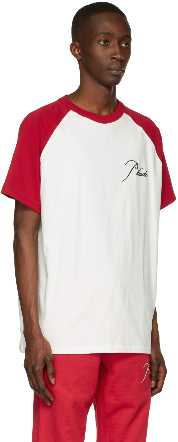 Rhude Red & White Raglan T-Shirt Rhude