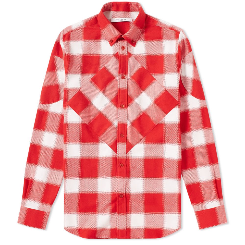 Givenchy Patchwork Flannel Shirt Red Givenchy