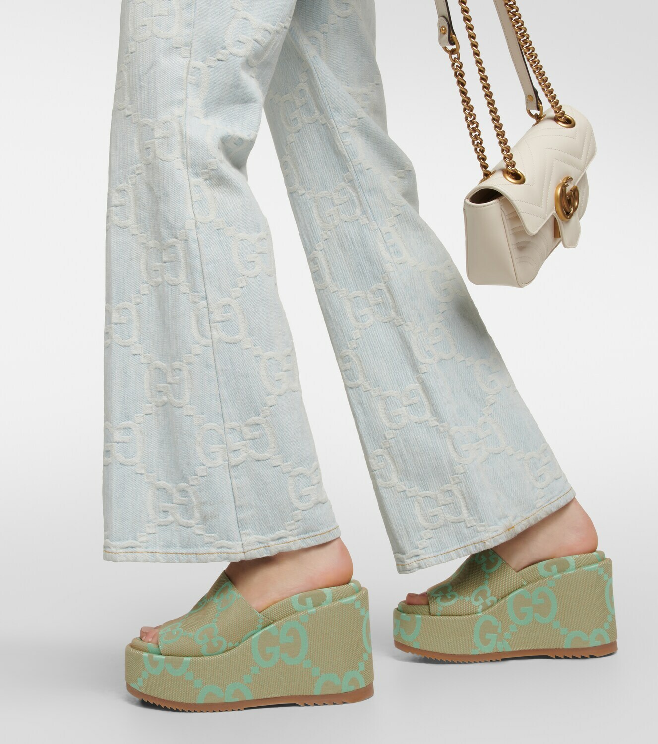 Gucci - Angelina canvas platform sandals Gucci