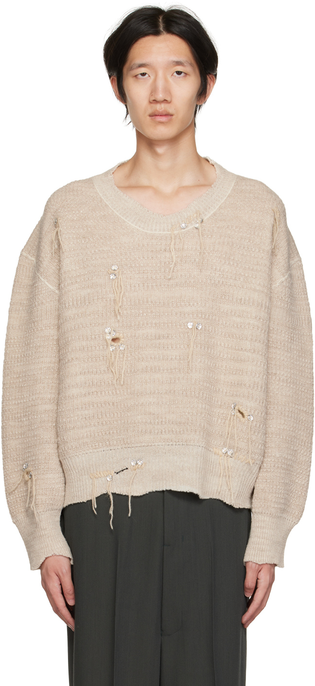 Acne Studios Off-White Distressed Sweater Acne Studios