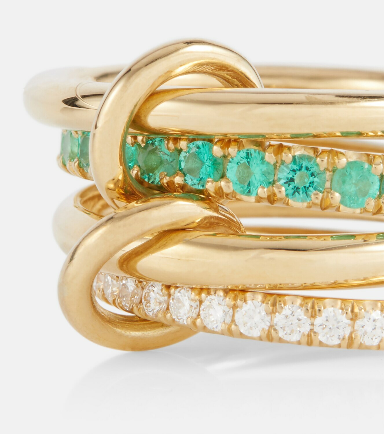 Spinelli Kilcollin - Halley set of four 18kt gold rings with emeralds ...