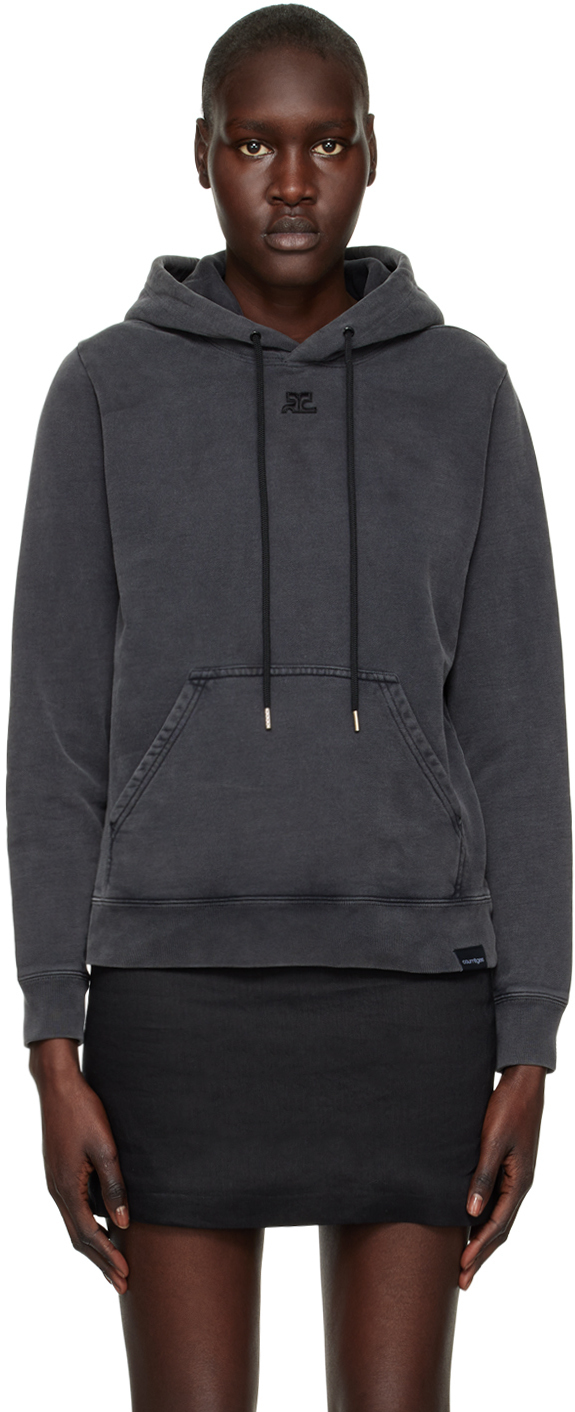 Courrèges Gray Embroidered Hoodie Courreges