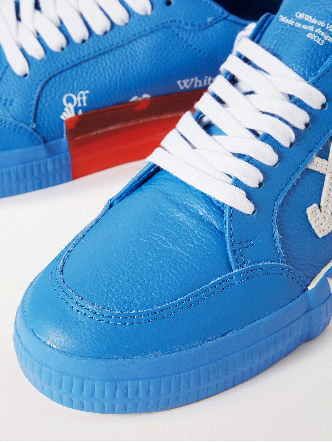 Off-White - Suede-Trimmed Full-Grain Leather Sneakers - Blue Off-White