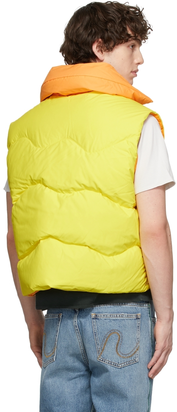 ERL Orange & Yellow Down Woven Puffer Vest ERL