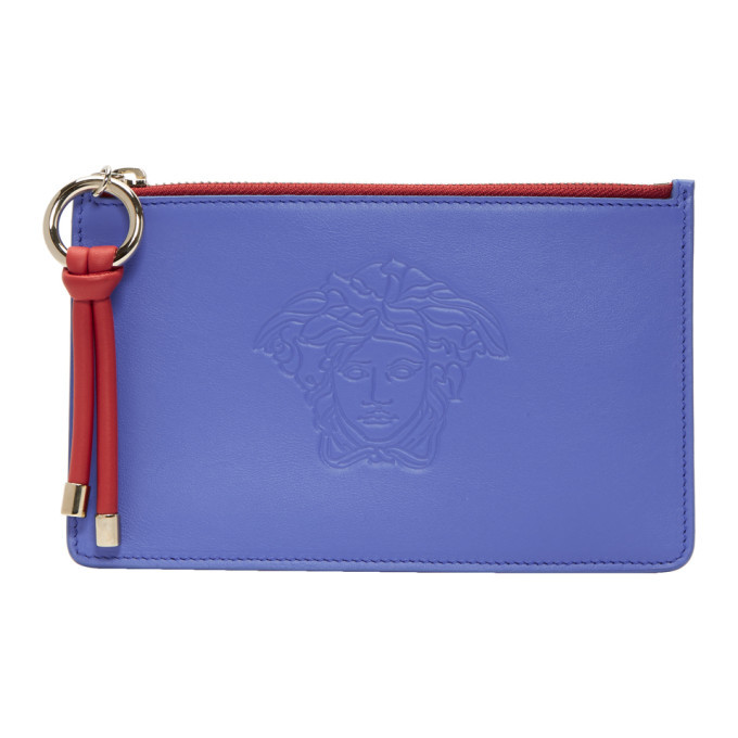 Versace Blue and Red Day Dreamer Medusa Zip Pouch Versace