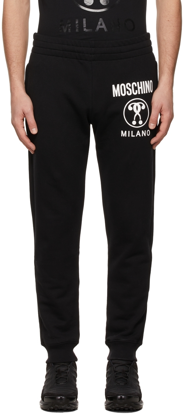 Moschino Black Double Question Mark Lounge Pants Moschino