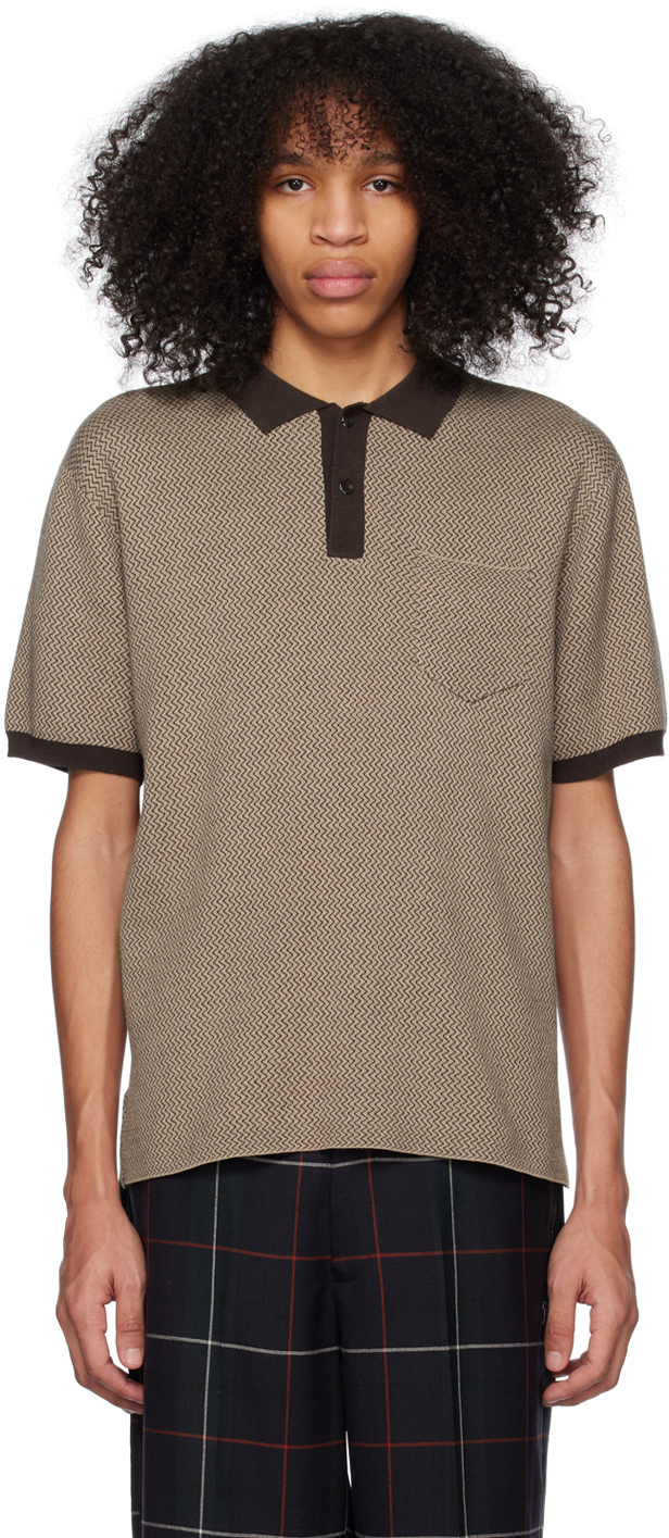 BEAMS PLUS Brown Jacquard Polo Beams Plus