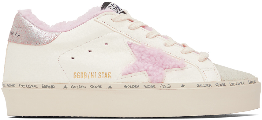 Golden Goose White & Pink Hi Star Low-Top Sneakers Golden Goose Deluxe ...