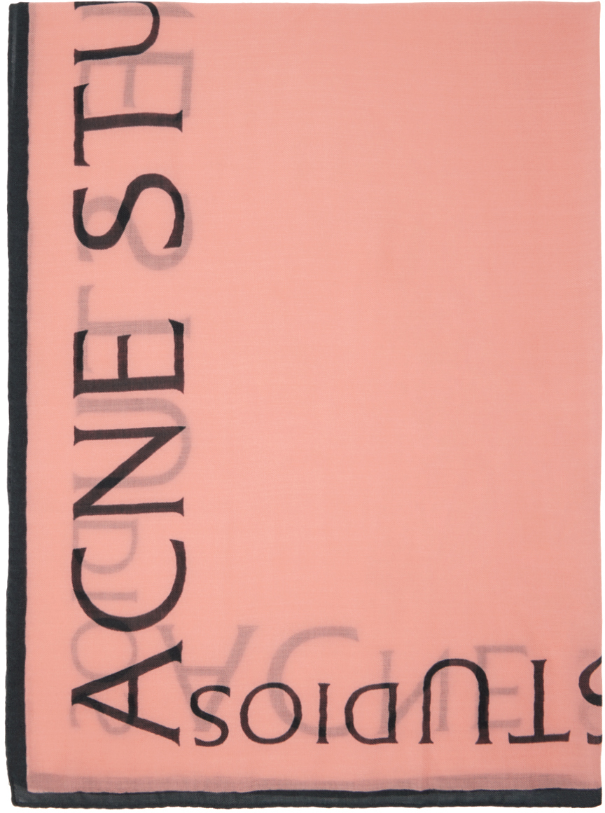 Acne Studios Pink Logo Wool Scarf Acne Studios