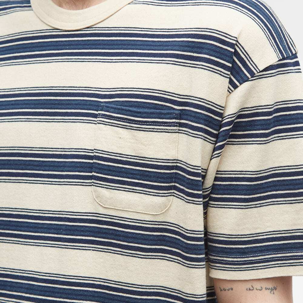 Visvim Men's Border Striped Pocket Jumbo T-Shirt in Navy Visvim