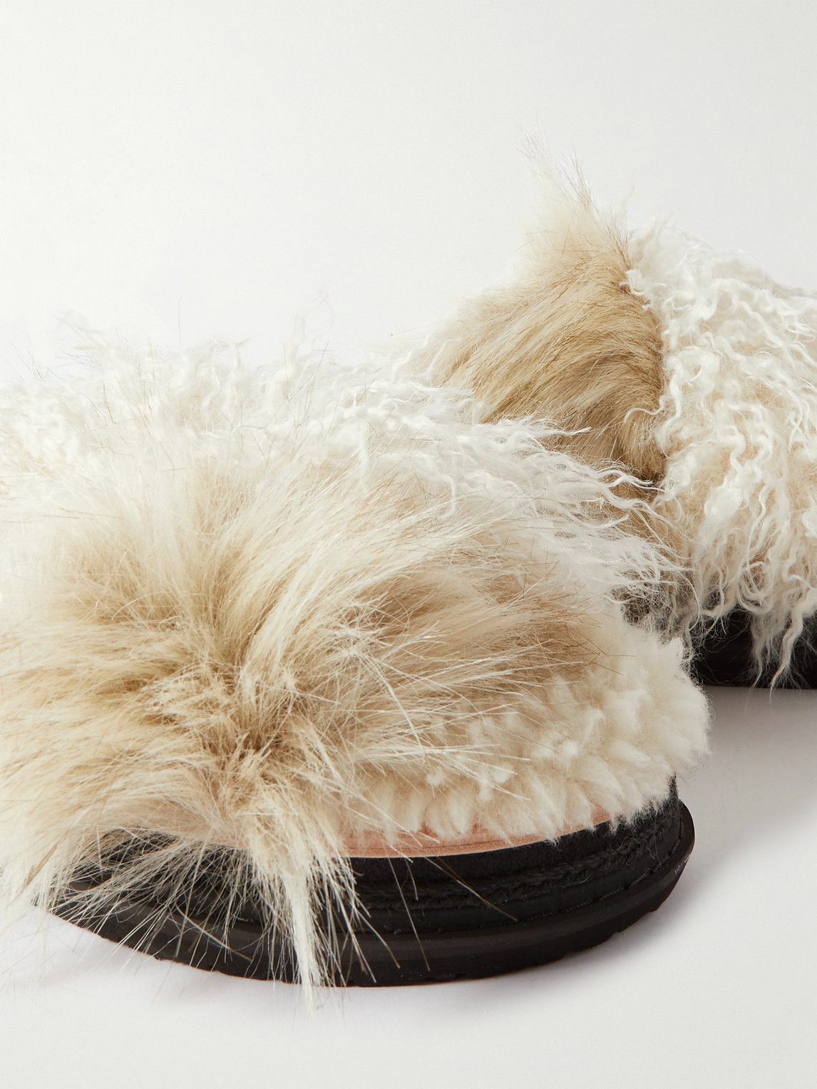 Sacai - Faux Shearling-Lined Faux Fur Slides - Neutrals Sacai
