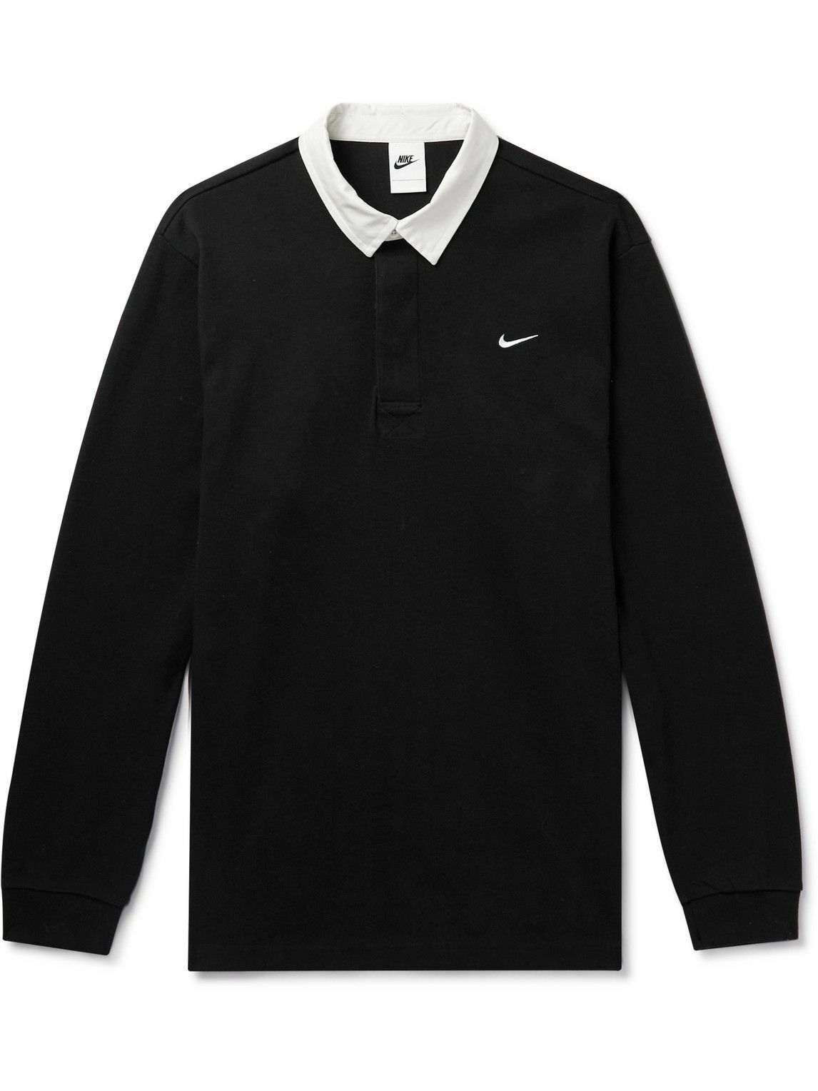 Nike - Logo-Embroidered Stretch-Cotton Jersey Rugby Polo Shirt - Black Nike