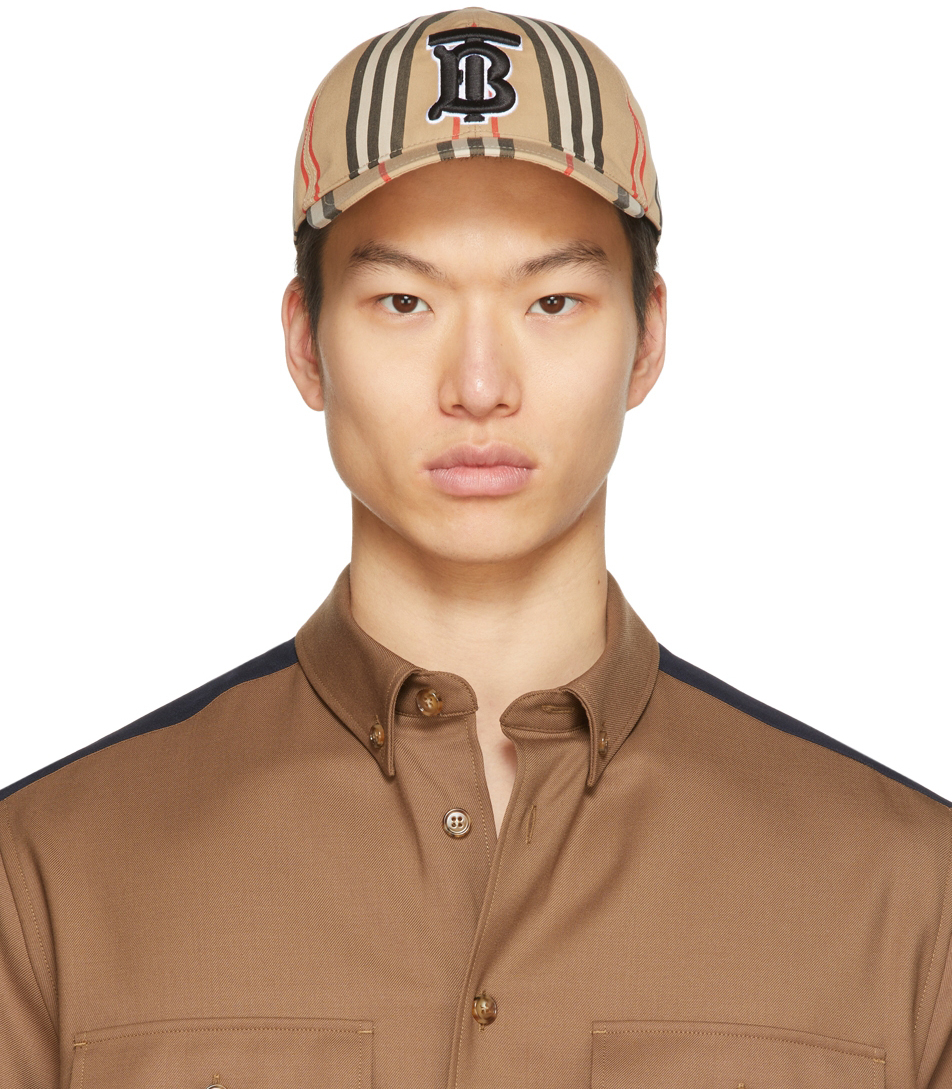 Burberry Beige Vintage Stripe Monogram Baseball Cap Burberry