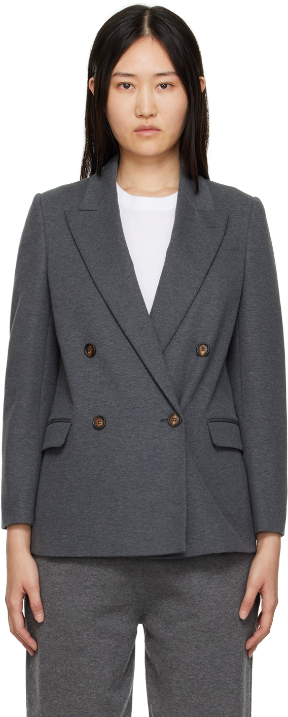 Brunello Cucinelli Gray Double-Breasted Blazer Brunello Cucinelli