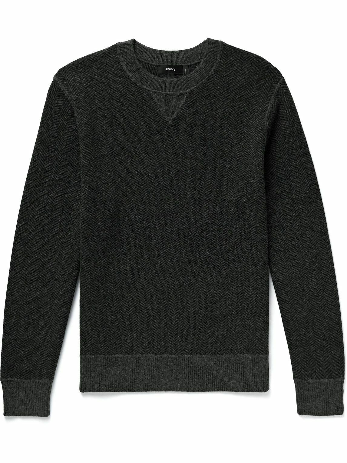 Theory - Alcos Herringbone Wool-Blend Sweatshirt - Black Theory