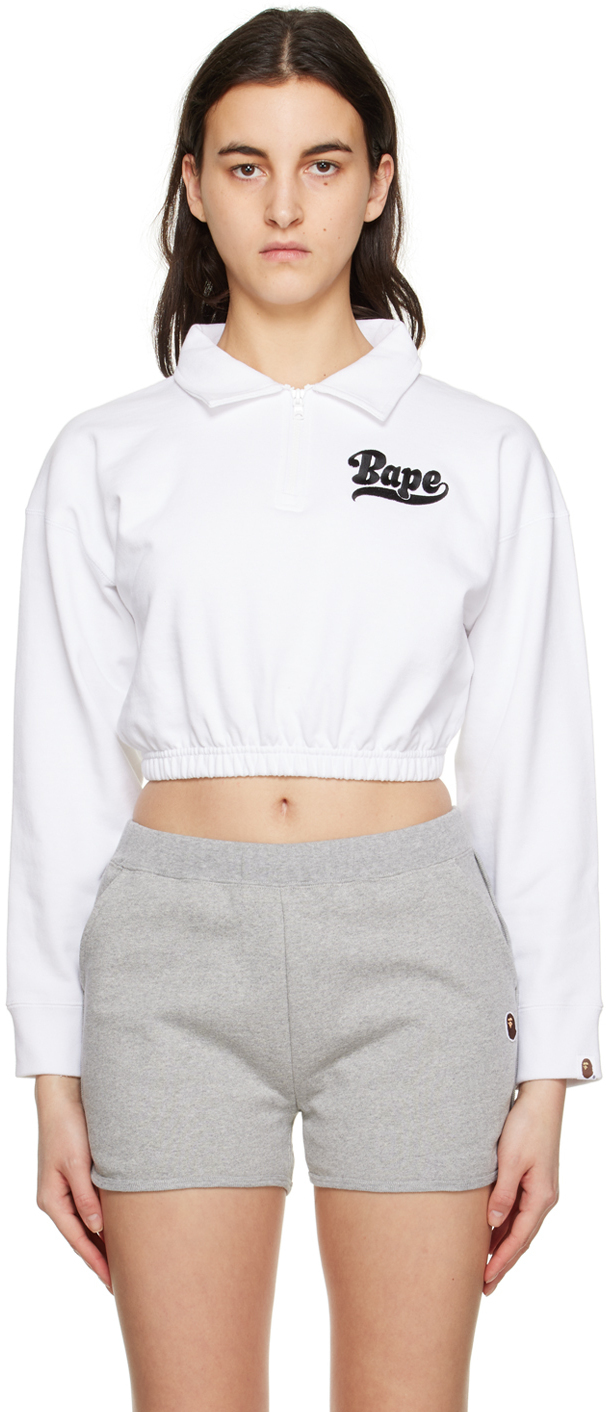 BAPE White Half-Zip Cropped Sweater A Bathing Ape