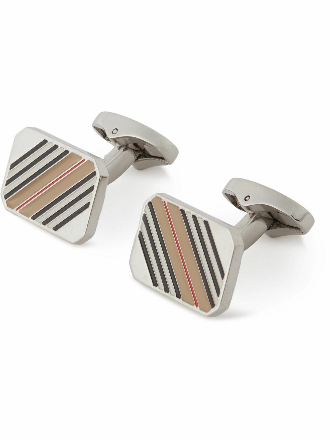 Burberry - Striped Palladium-Plated Cufflink Burberry