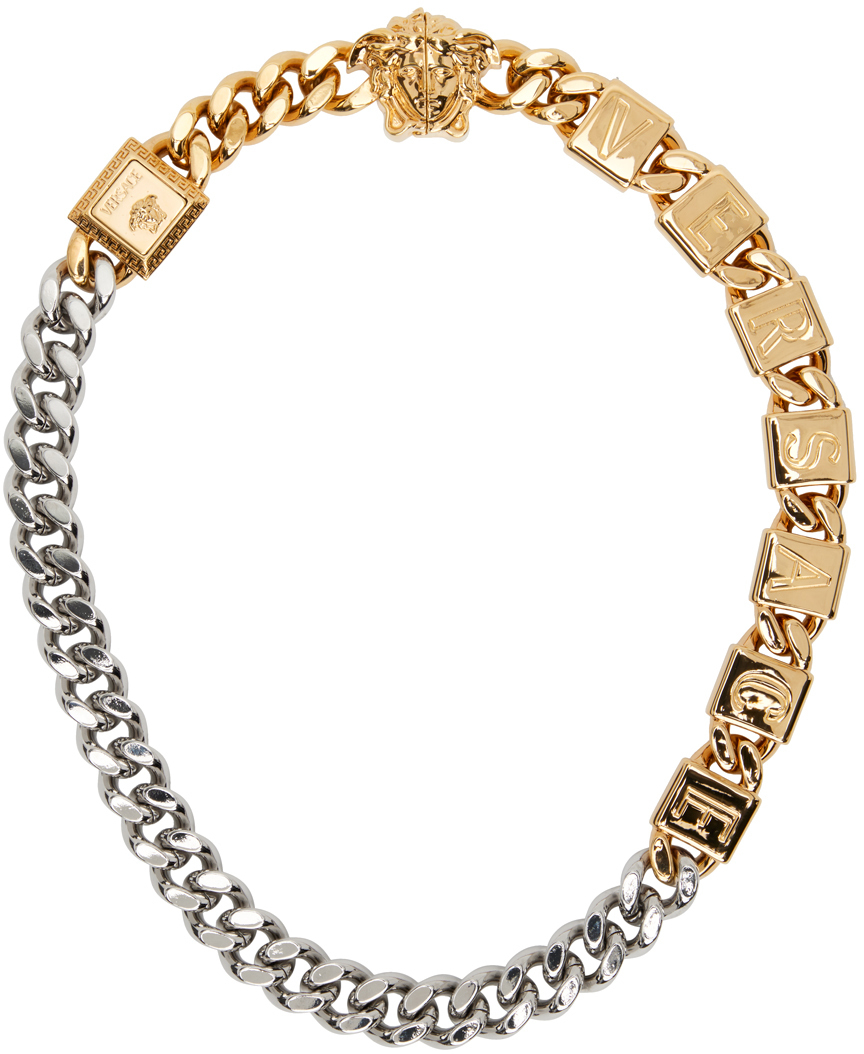 Versace Gold & Silver Medusa Tiles Necklace Versace
