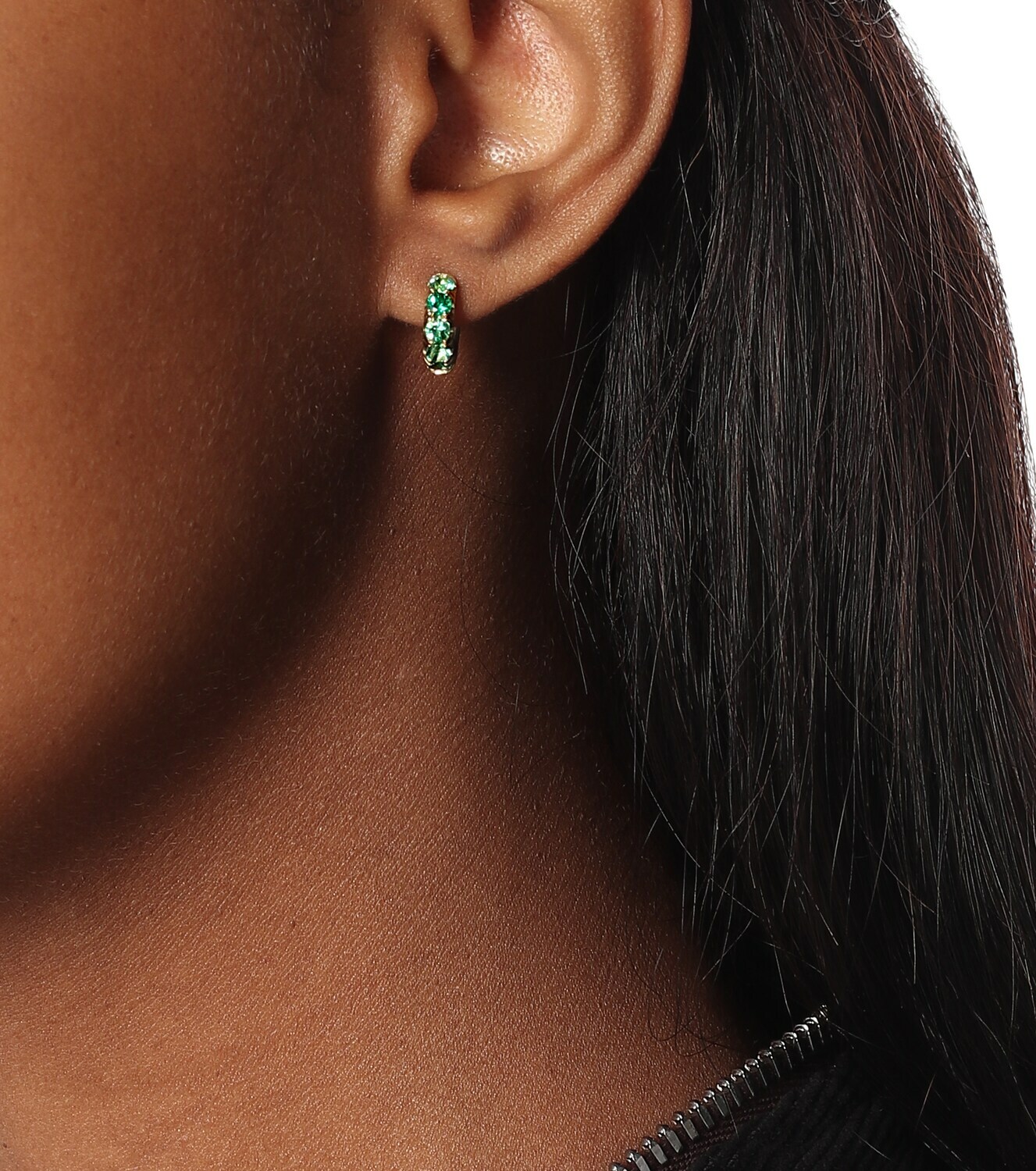 Spinelli Kilcollin - Mini Macro Hoop 18kt gold and emerald single ...