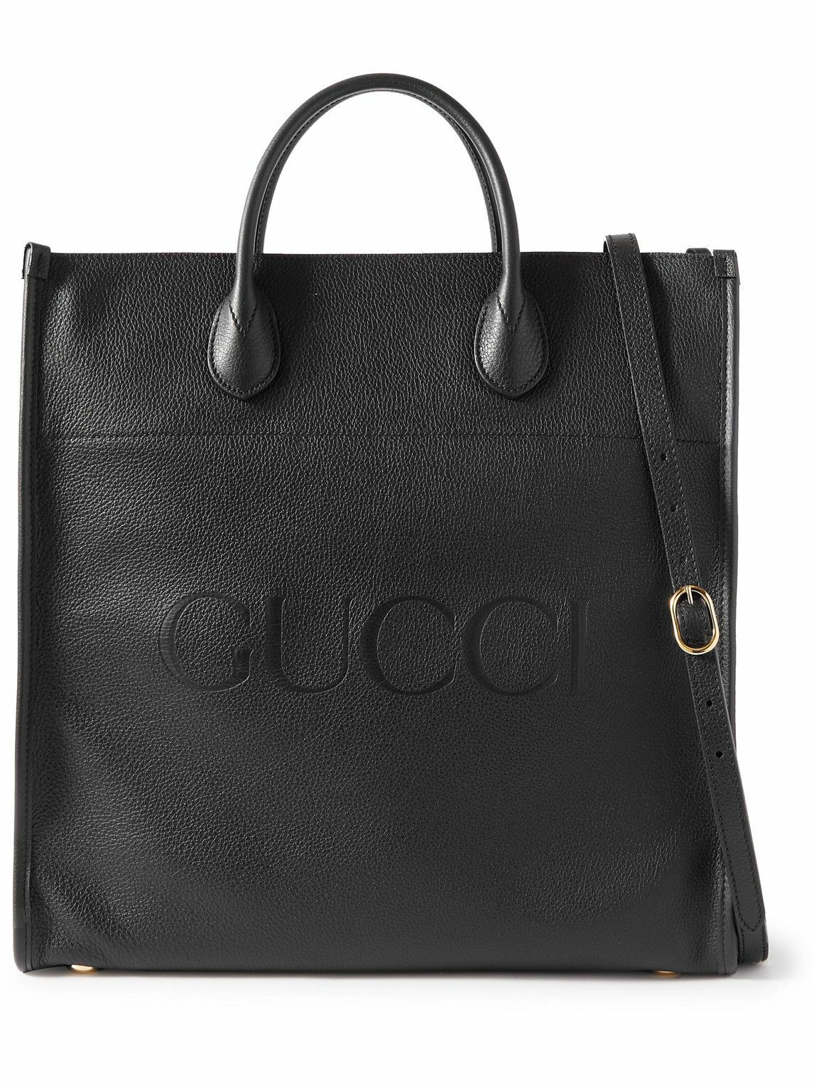 GUCCI - Logo-Embossed Full-Grain Leather Tote Bag Gucci