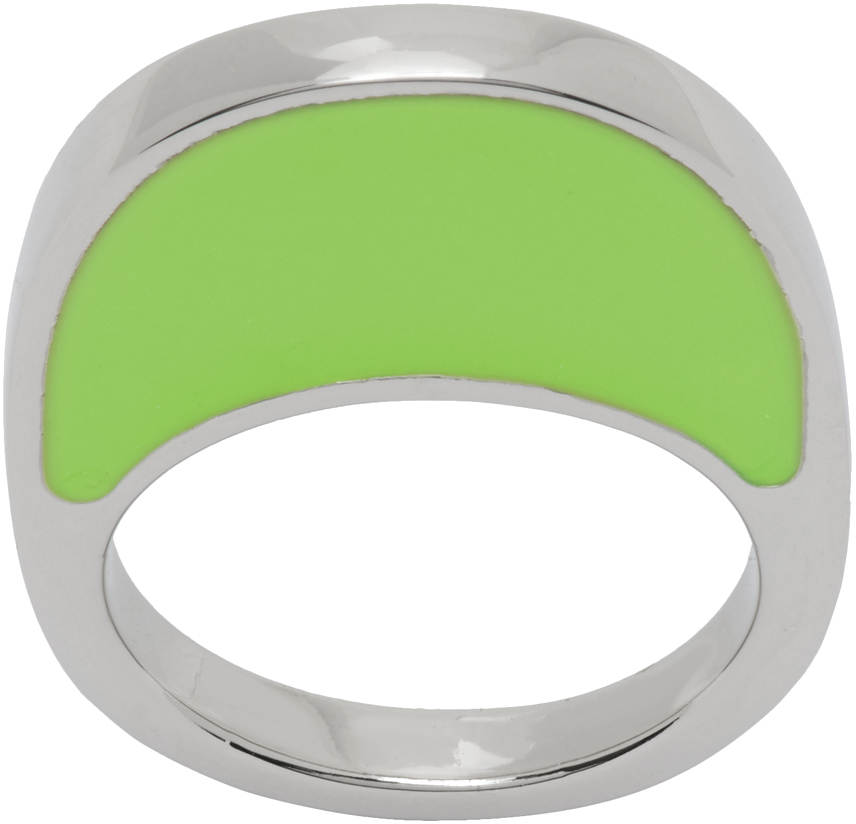 Coperni Silver & Green Swipe Ring Coperni