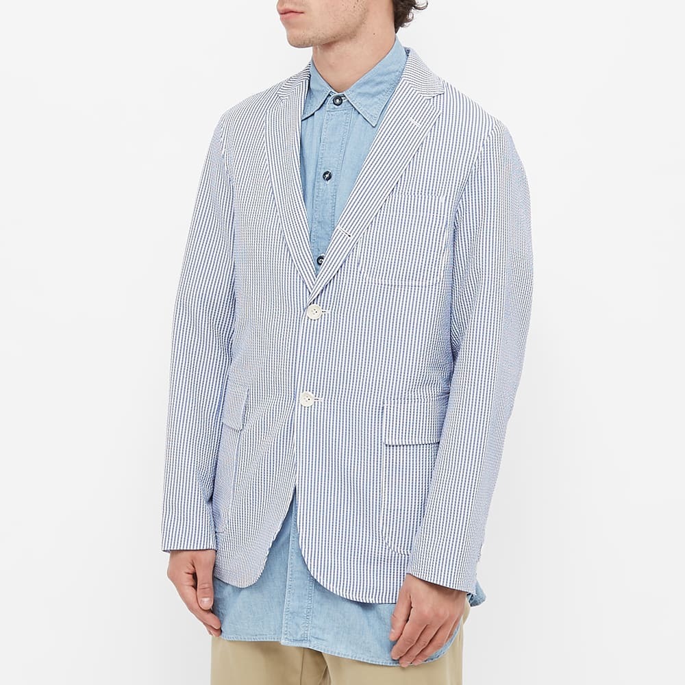 Beams Plus Men's 3 Button Seersucker Blazer in Blue/White Beams Plus