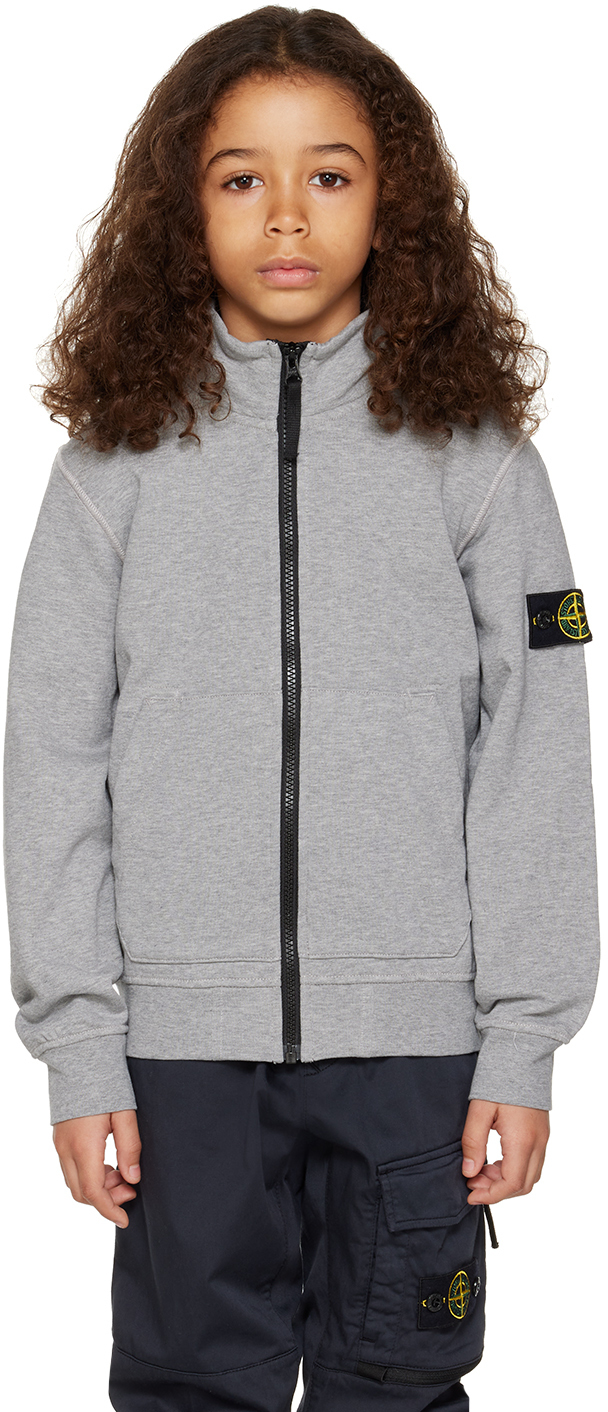 Stone Island Junior Kids Gray Zip Sweater Stone Island Junior