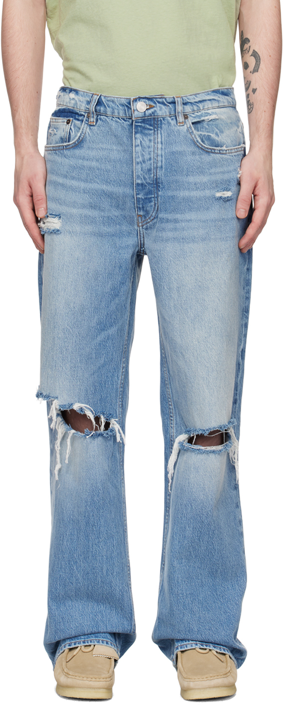 FRAME Blue Extra Wide-Leg Jeans Frame Denim