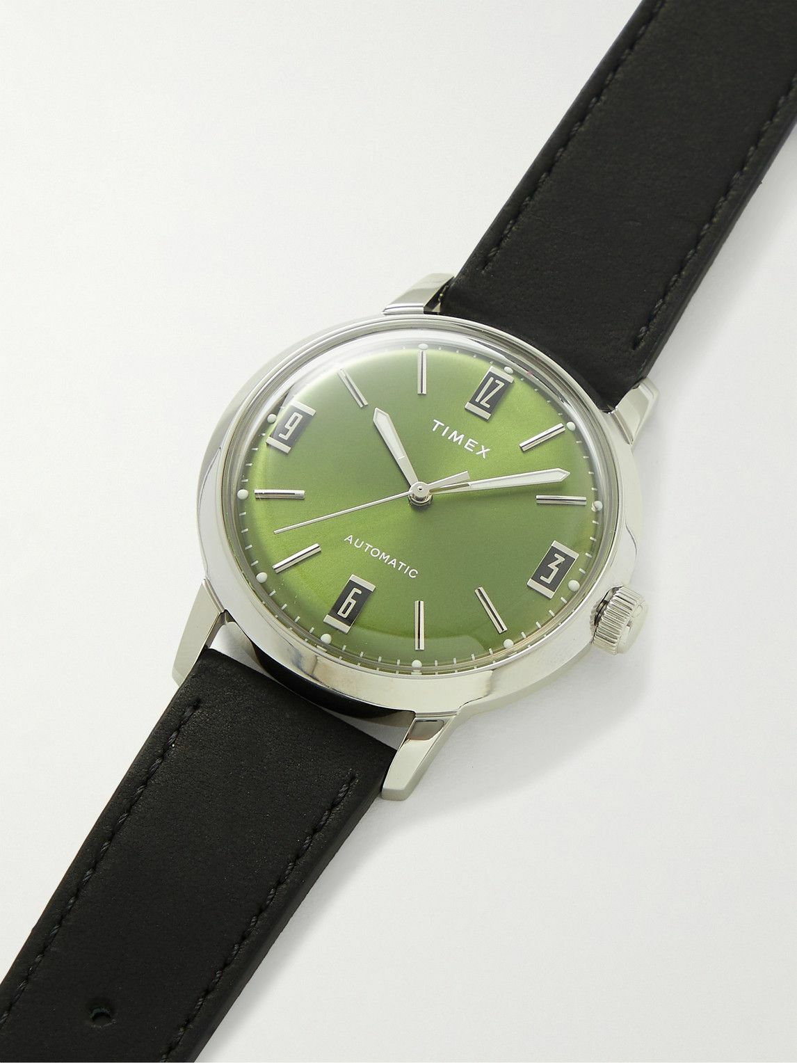 Timex - Marlin Automatic 40mm Stainless Steel and Leather Watch Timex