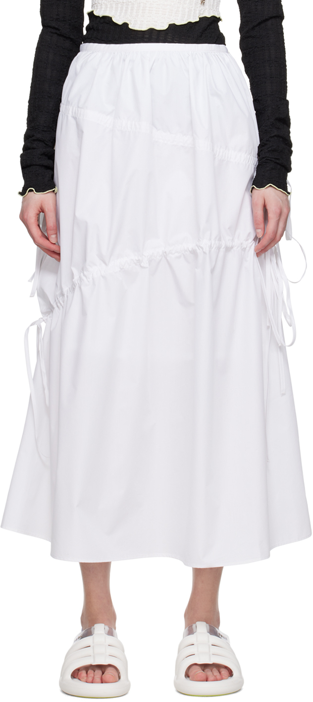 Kijun White Drawstring Maxi Skirt Kijun