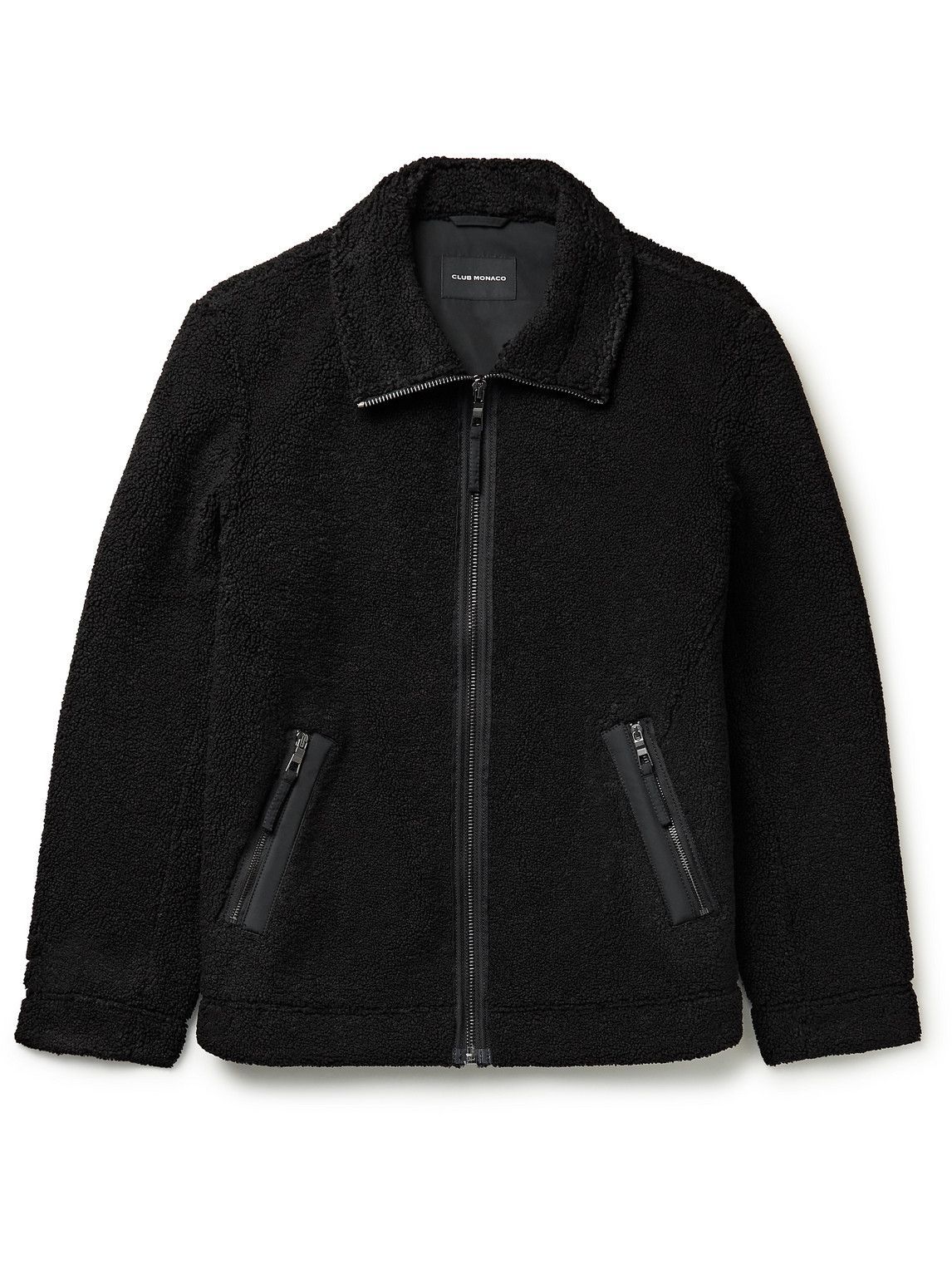 Club Monaco - Shell-Trimmed Fleece Jacket - Black Club Monaco